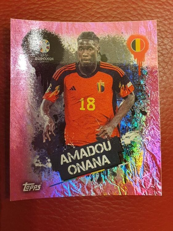 Topps Euro 2024 Sticker PINK ROSA ARTIST BEL 3 AMADOU ONANA (Neu und ...