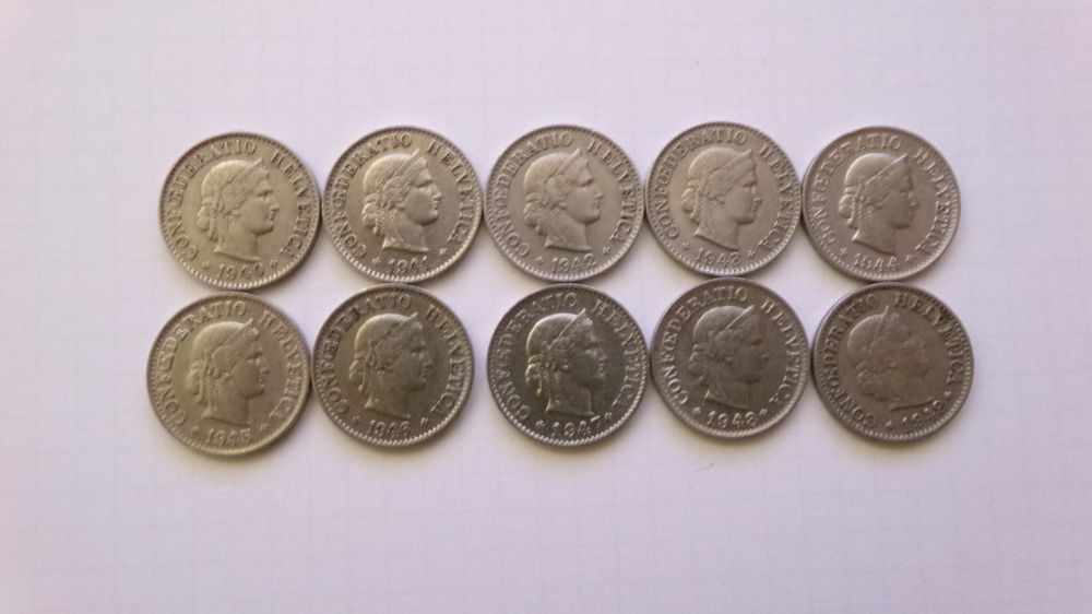 10 x 5 Rp. 1940-1949 (Gebraucht) in Kriegstetten für CHF 1 – mit Lieferung auf Ricardo kaufen