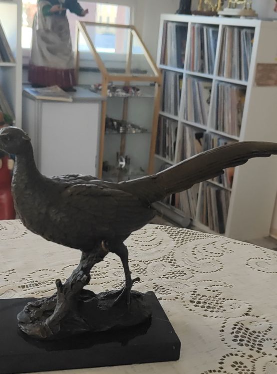 MARMOR DEFEKT BRONZE FIGUR FASAN JAGD DEKO FIGUR VOGEL l (Gebraucht) in ...