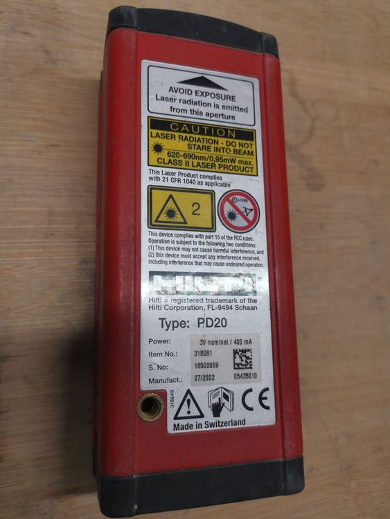 Hilti PD 20 Distanzlaser (Gebraucht) in Münchwilen TG für CHF 22 – mit ...
