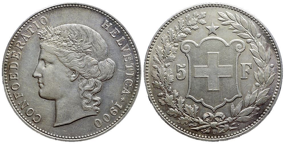 Suisse 5 Francs 1900 AR A (Gebraucht) in Chiasso für CHF 1850 – mit Lieferung auf Ricardo kaufen