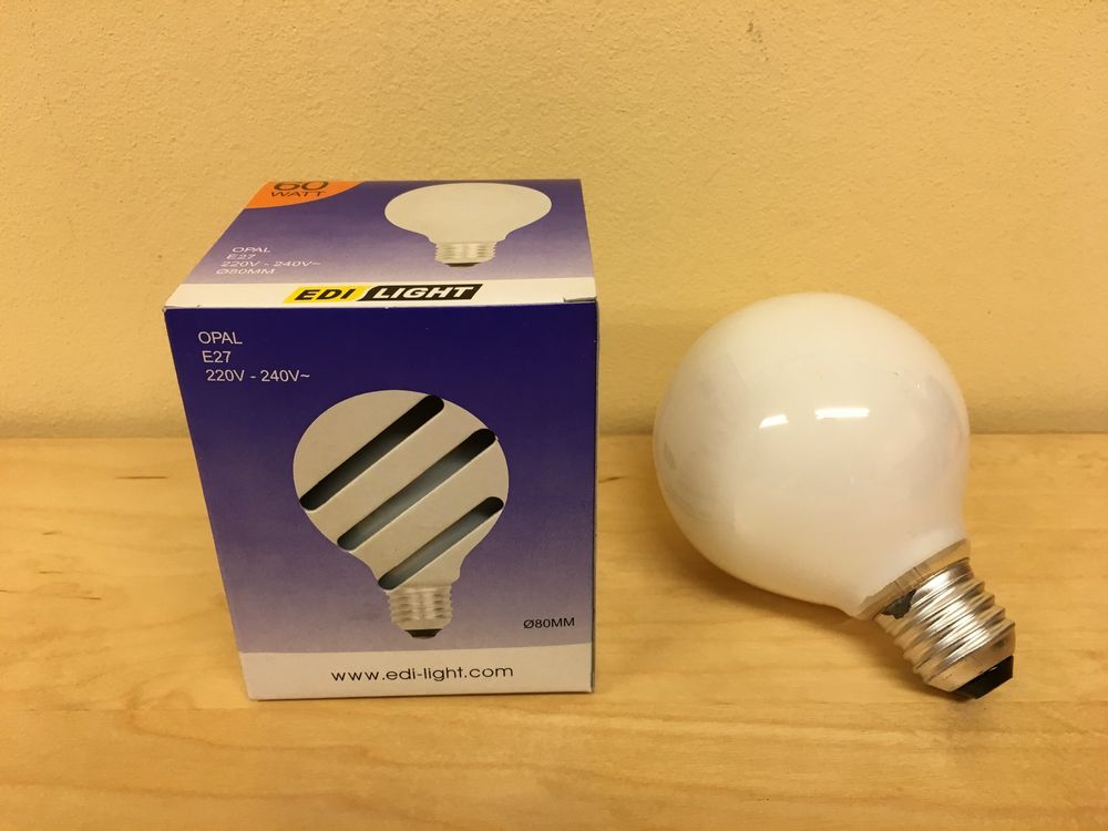 Glühbirne Globe 60W 80mm E27 Opal von Edi Light (15 Stück) | Kaufen auf Ricardo