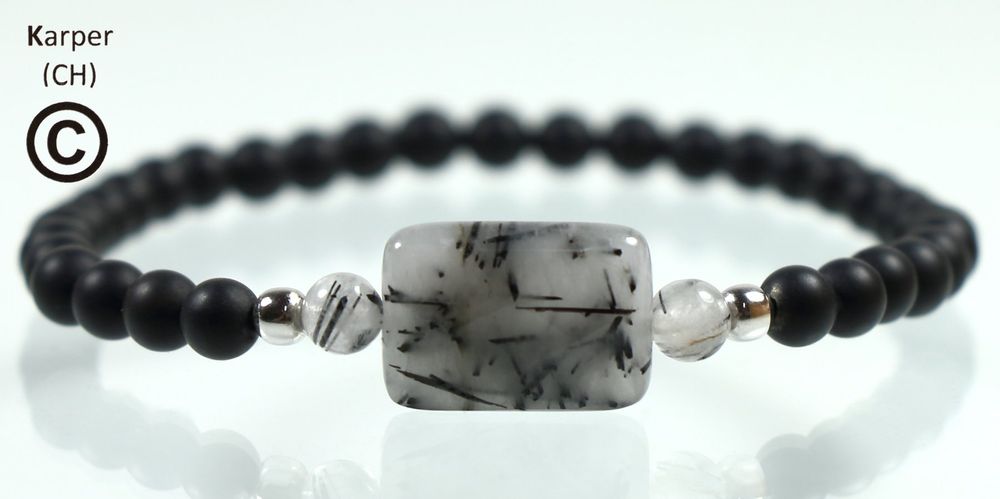 Onyx, Turmalin Quarz / Onyx, rutil tourmaline, S 925 Rho | Kaufen auf Ricardo