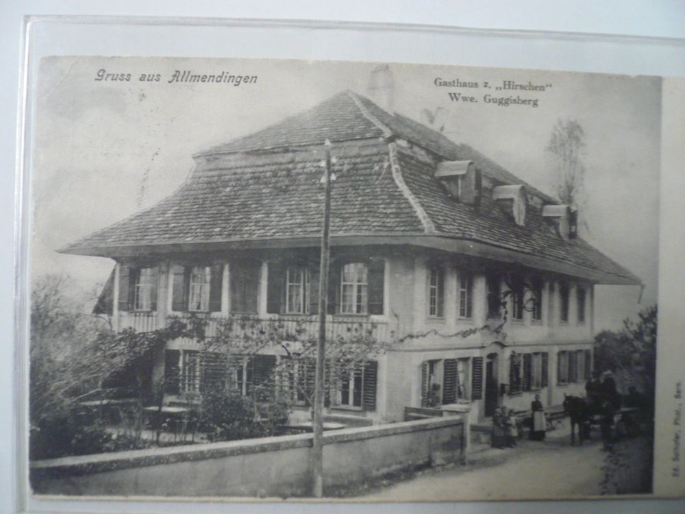 s/w AK ALLMENDINGEN bei Bern, Gasthaus zum Hirschen (Gebraucht) in Oberhofen am Thunersee für ...