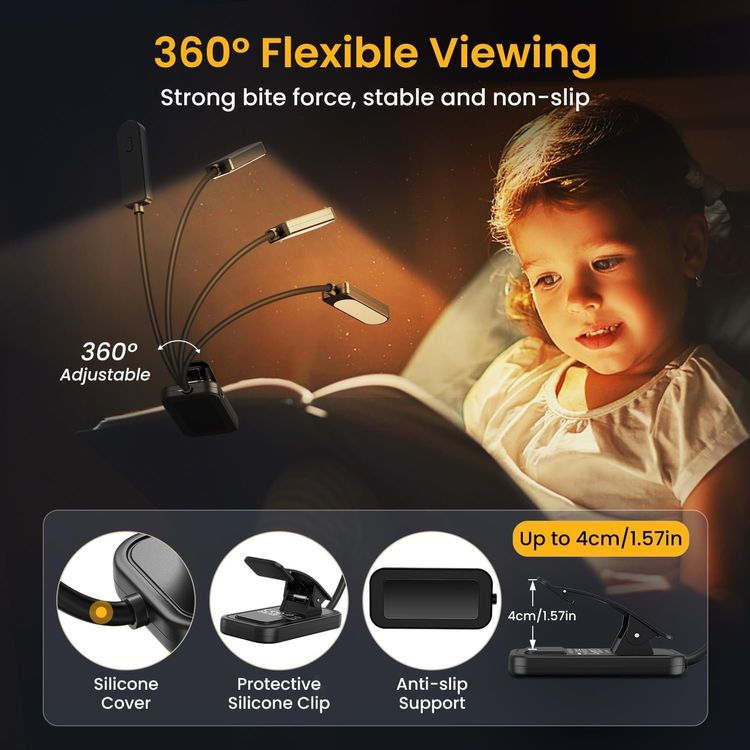 Stufenlos dimmbare LED-Leselampe mit 3 Farbmodi USB C 360° (Neu und originalverpackt) in Hundwil ...