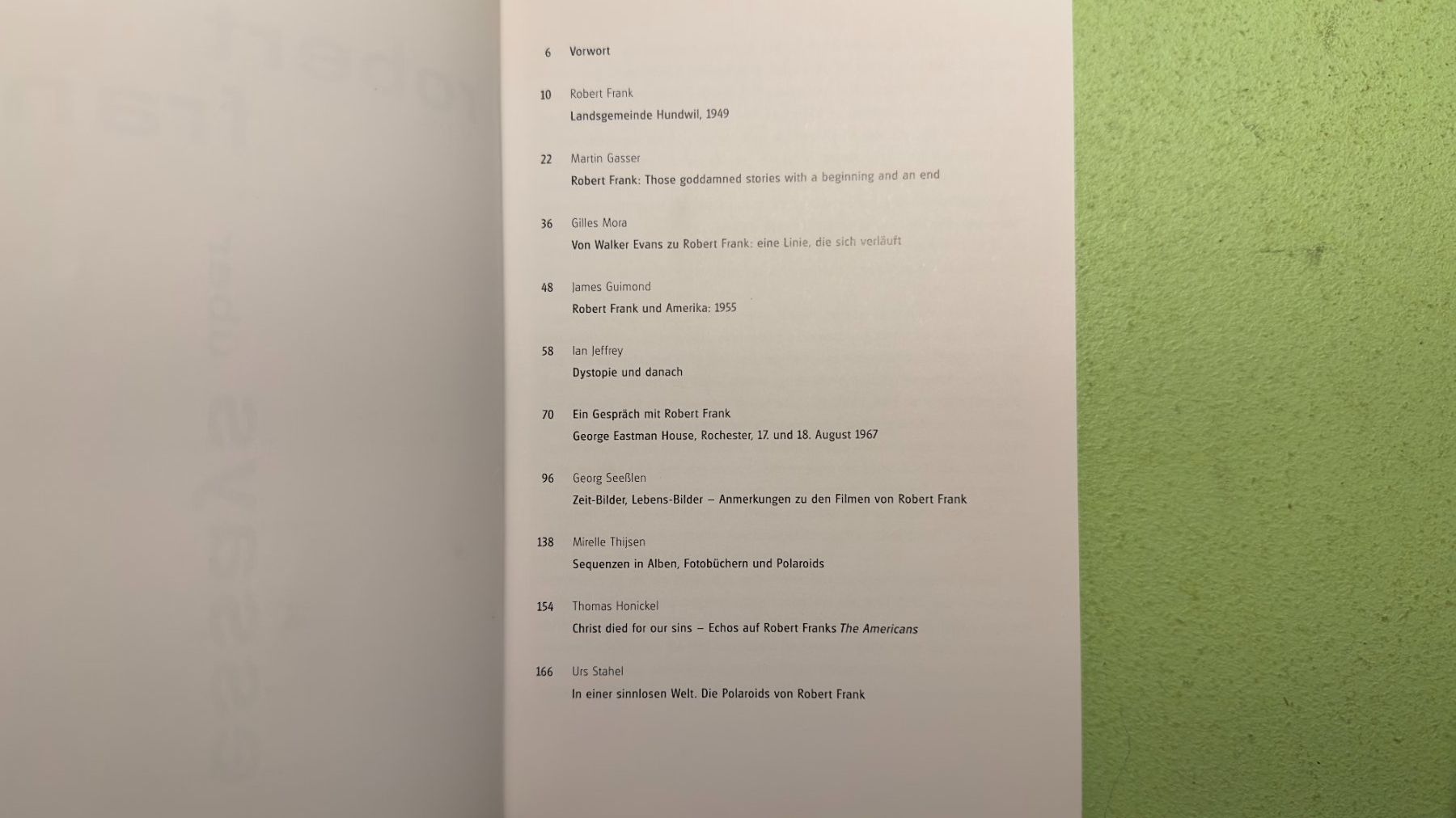 Urs Stahel, Martin Gasser, ua.: Essays über Robert Frank. (Gebraucht ...