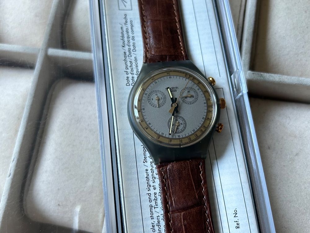 Rare Swatch GOLDFINGER SCM100 neuve complète set 1991 | Kaufen auf Ricardo