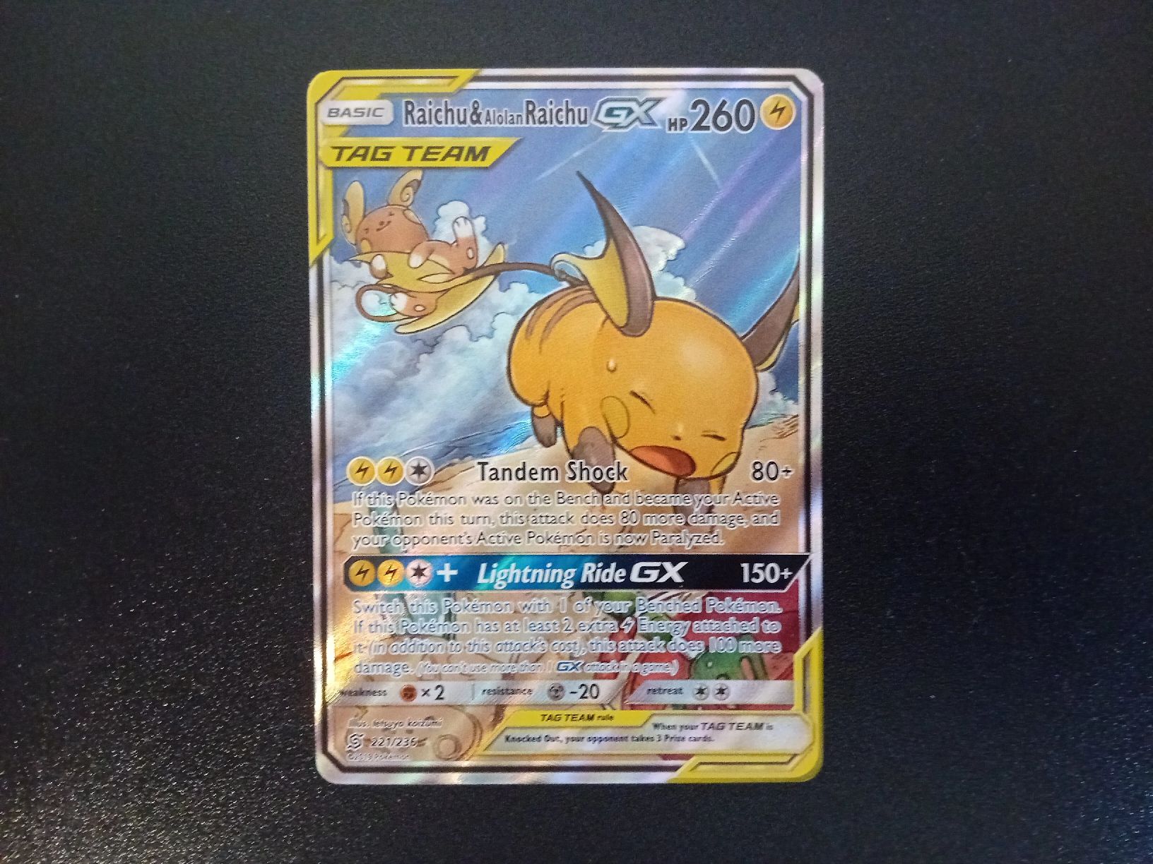 Pokemon Raichu & Alolan Raichu gx Tag team unified minds MT (Neu ...
