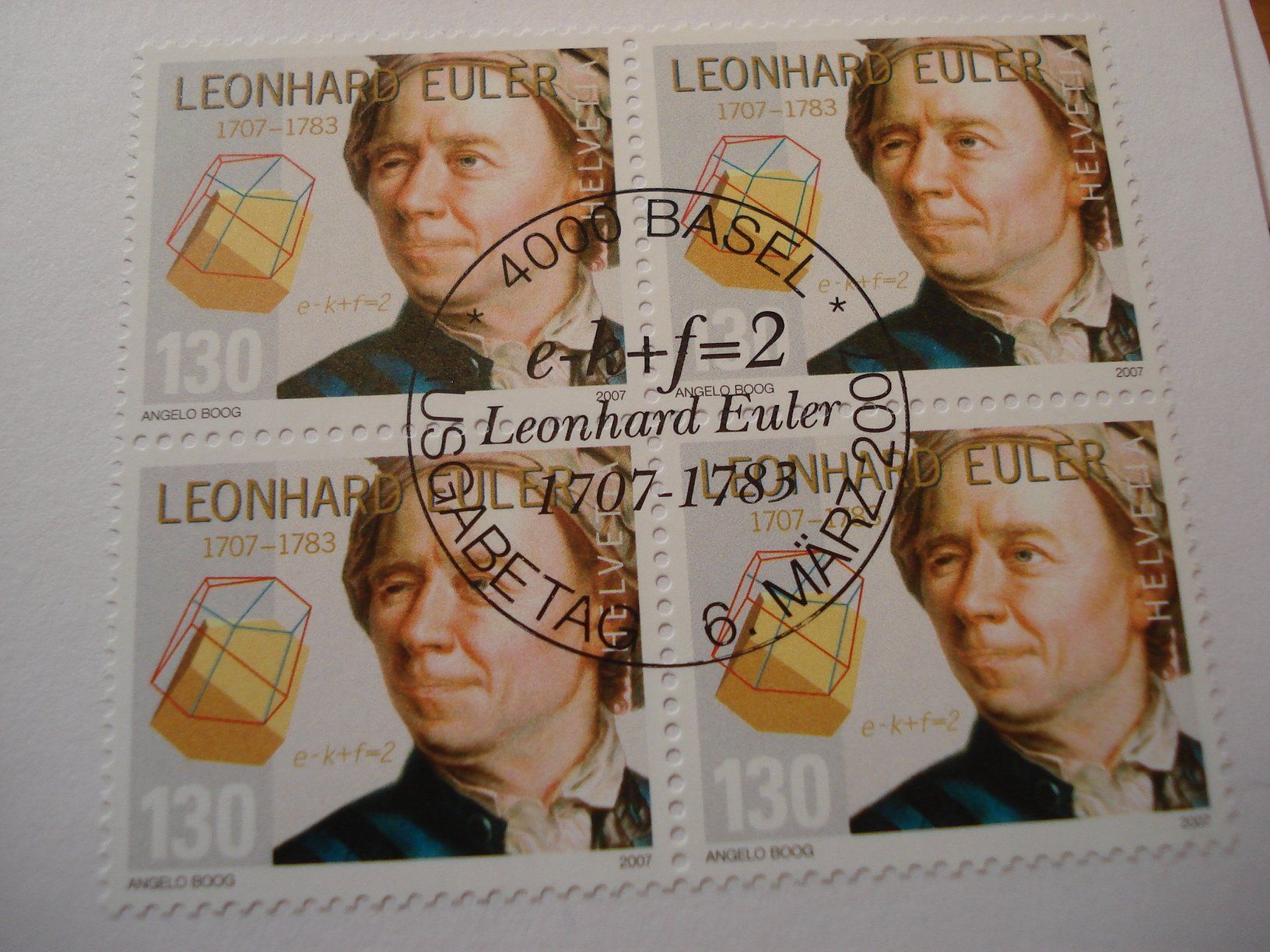FDC 2007, Leonhard Euler, Einzel + 4erblock, 2 Belege (Gebraucht) in ...