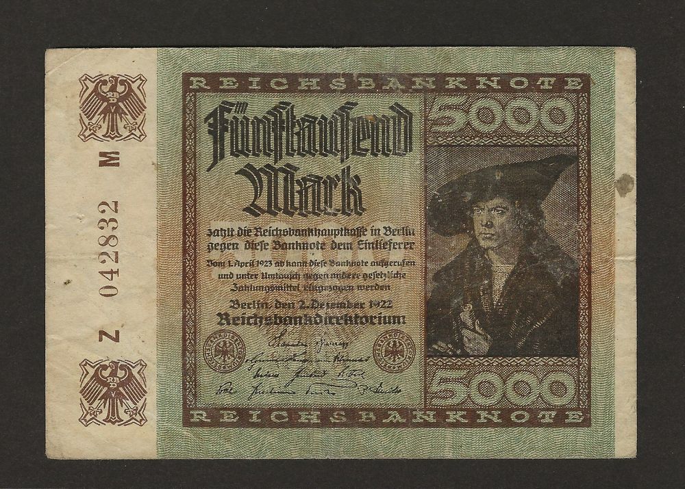5000 Mark Banknote 1922 Deutsches Reich Deutschland TOP | Kaufen auf ...