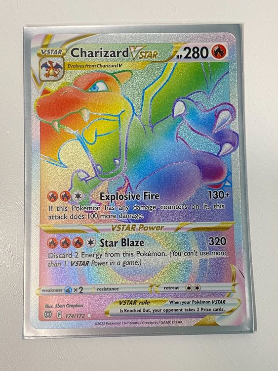 Charizard VStar Brilliant Stars Rainbow Rare (Neu (gemäss Beschreibung ...