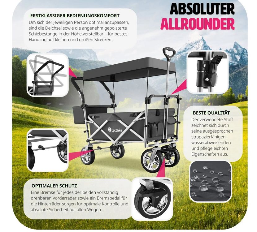 Bollerwagen Nico faltbar, mit Dach, mit Kunststoffrädern, i (Neu (gemäss Beschreibung)) in ...