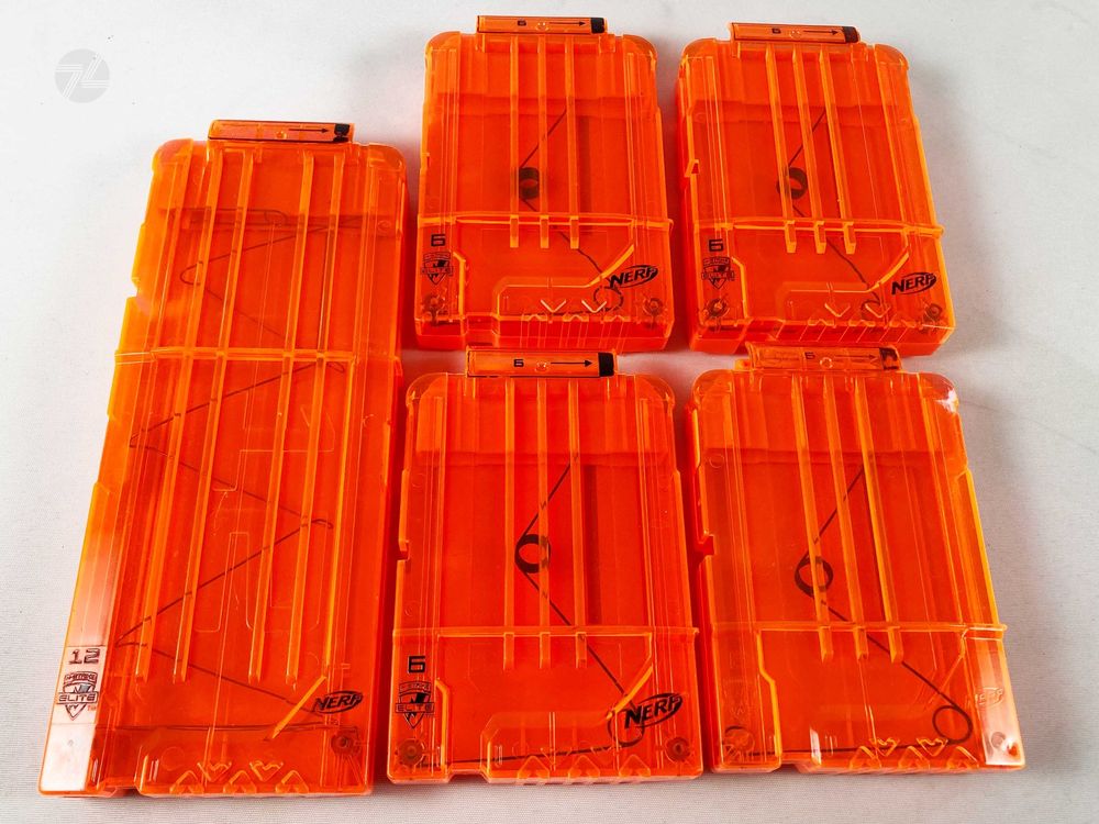 5 Nerf Magazine Elite N-Strike 4x 6er & 1x 12er Orange | Acheter sur ...