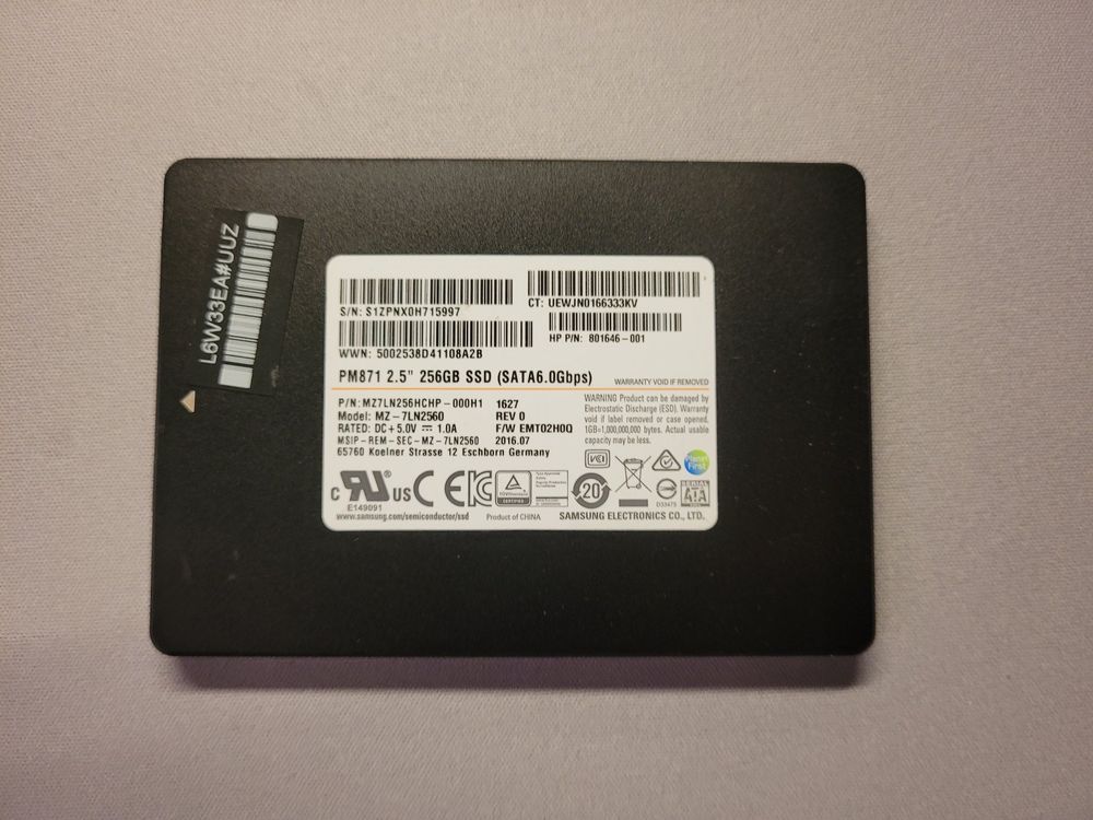 Samsung 256GB SSD 2.5 Zoll SATA (Gebraucht) in Unterengstringen für CHF ...