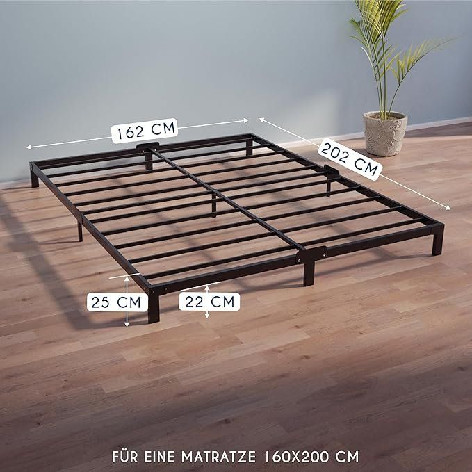 Bettgestell 160x200x25cm mit Lattenrost aus Metall Robust (Neu und ...