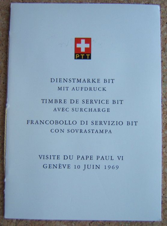 PTT FALTBLATT BIT - PAPST PAUL VI GENÈVE 1969 (Gebraucht) in Brunnen für CHF 0.5 – mit Lieferung ...