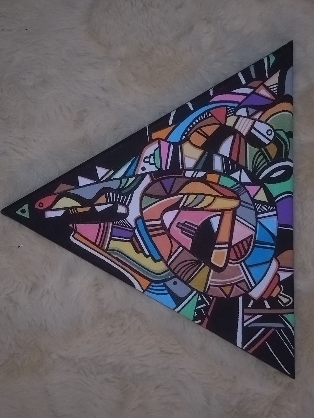 Tableau triangulaire abstrait, artiste TOAST 2016 Doodle (Neuf (Voir ...