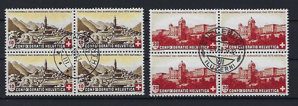 Pro Patria Viererblocks 1943 gestempelt 14665 (Gebraucht) in Lunden für CHF 4 – mit Lieferung ...