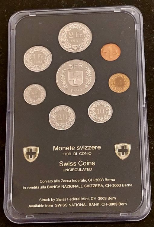 CH - Münzsatz 1993 stgl "5 Franken vertiefte Randschrift" (Neu und originalverpackt) in Arch für ...