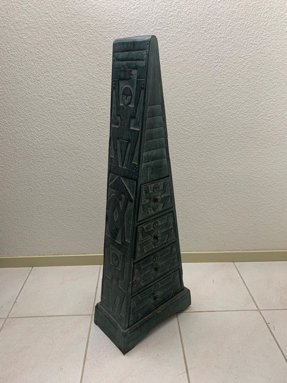 Holzkommode Pyramidenform 4 Schubladen Vintage Grün Deko (Gebraucht) in ...