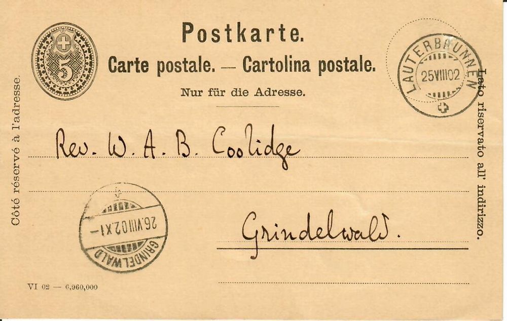 Ganzsache Postkarte Poststempel Lauterbrunnen 25.8.02 | Kaufen auf Ricardo