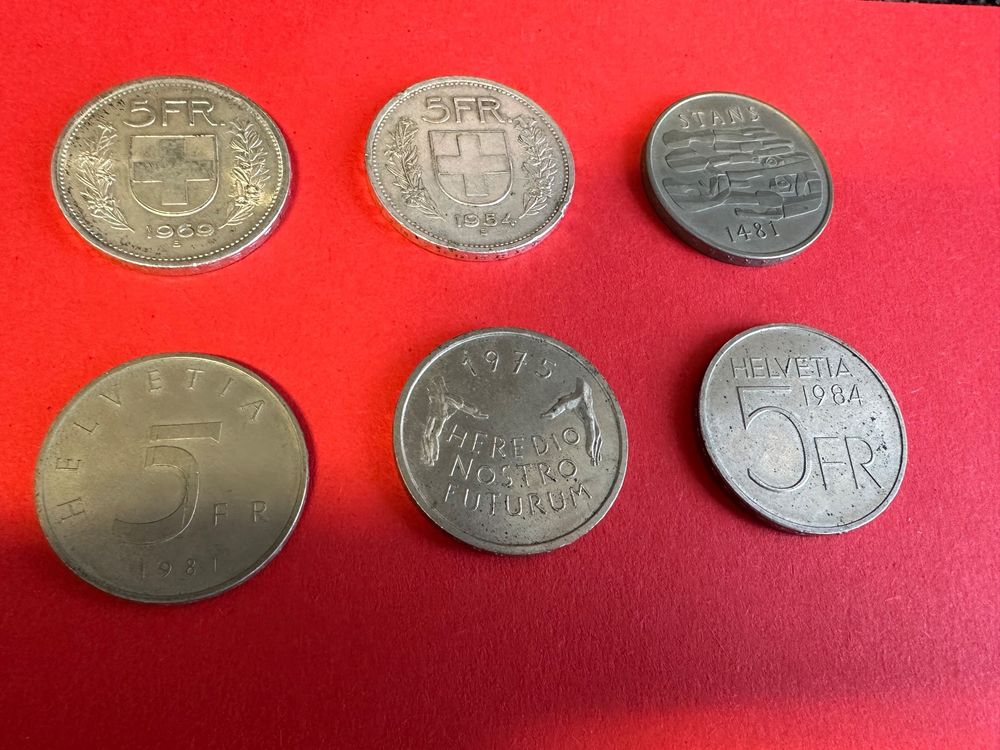 SILBER 5 FRÄNKLER PLUS 5 FRÄNKLER GEDENKMÜNZEN (Gebraucht) in Dübendorf für CHF 34 – mit ...