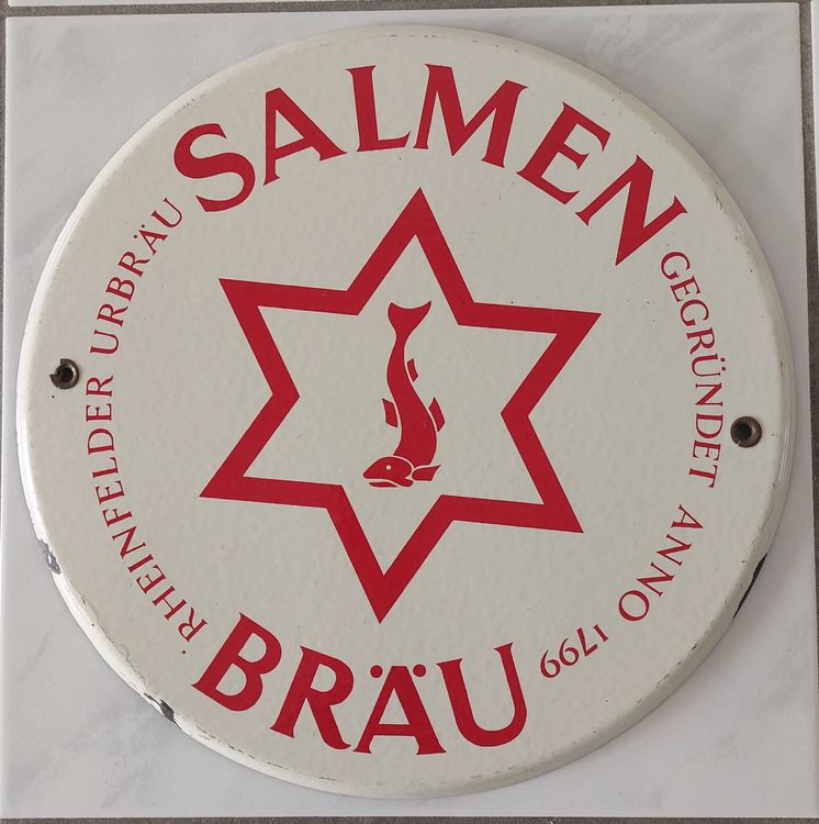 Emailschild Salmen Bräu Bier Rheinfelden Plaque émaillée (Gebraucht) in ...