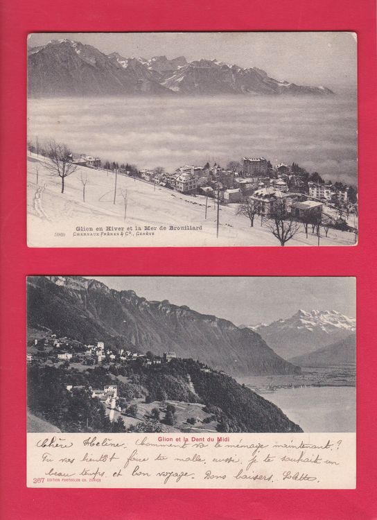 2 Ansichtskarten Glion gel. 1903 und 1907 (Gebraucht) in Oberhelfenschwil für CHF 2 – mit ...