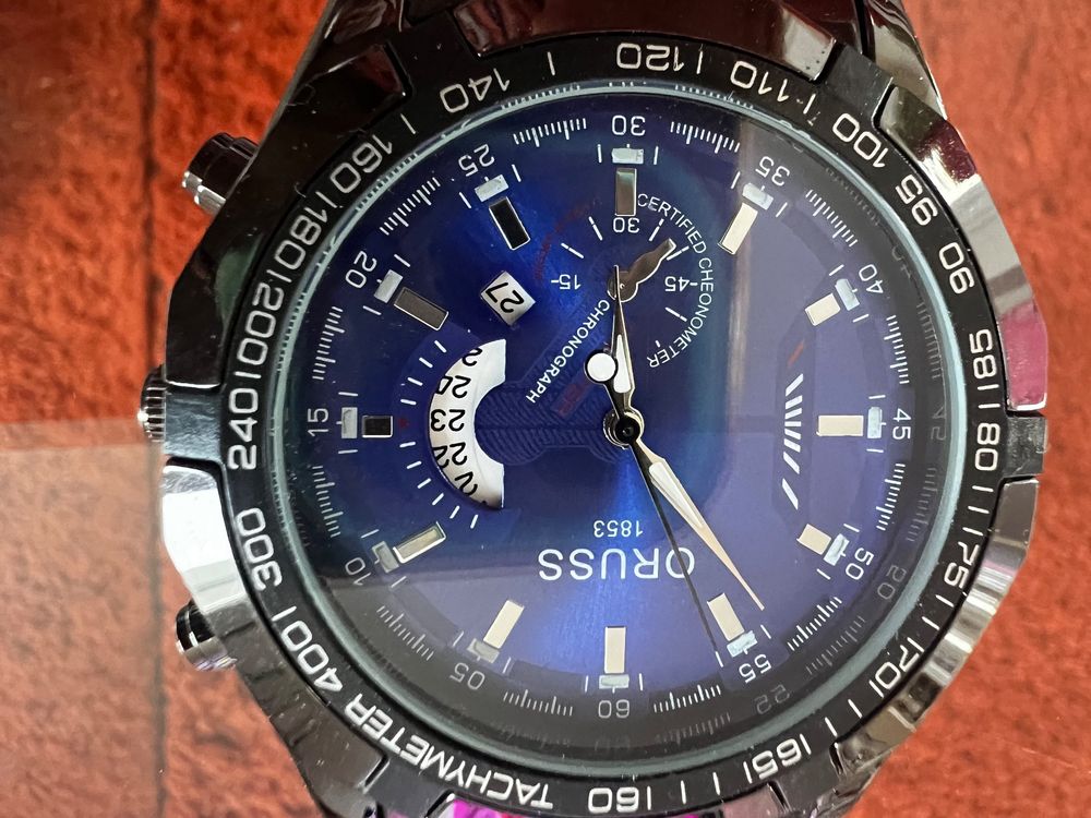 Oruss 1853 Herrenuhr Chronograph - Schwarzes Design mit Blau (Gebraucht ...