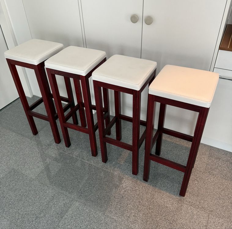 4x Bar Stools with White Leather Look Seat Padding (Gebraucht) in Gross ...