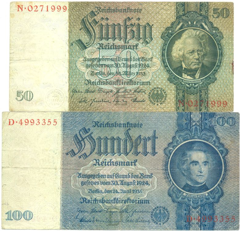 Deutschland 50 Mark 30.03.1933 + 100 Mark 24.06.1935 (Gebraucht) in Au ...