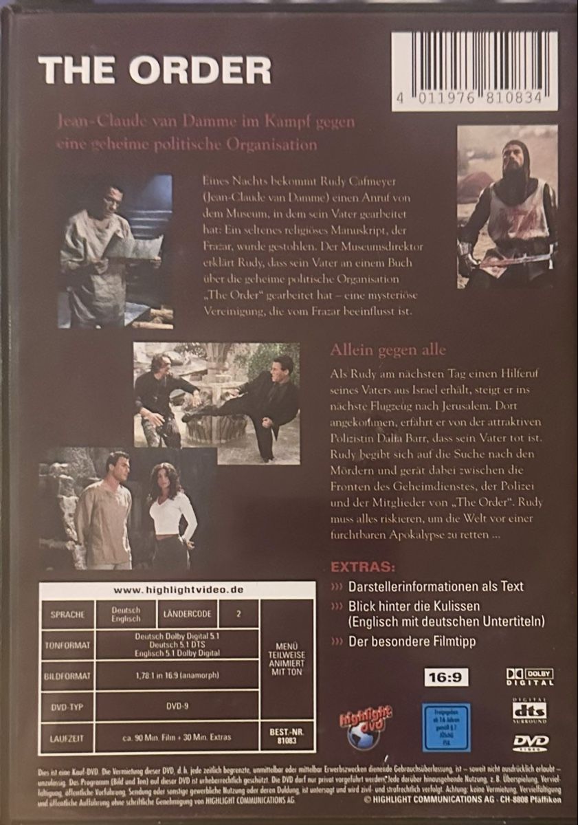 DVD The Order - Jean-Claude Van Damme - Action Klassiker! (Gebraucht ...