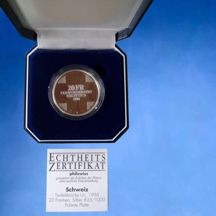 20 Fr.Sonder-Münze 1994, Teufelsbrücke (Neu und originalverpackt) in St. Gallen für CHF 35 – mit ...