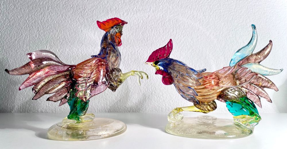 Murano, Kampfhähne Paar, verm. AVEM/Ferro, 50er, div. Mängel (Gebraucht ...