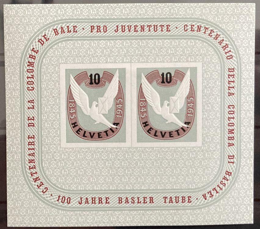 Baslertaube Block W23, 1945 ungestempelt (*), SBK 80 Fr. (Gebraucht) in Flawil für CHF 12 – mit ...