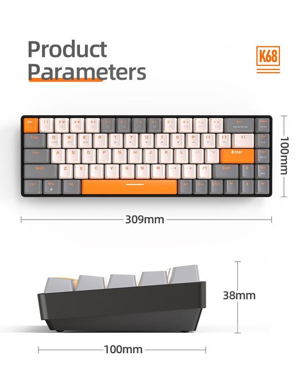 K68 60% Mechanische Mini Gaming Tastatur Bluetooth & 2,4GHz | Kaufen auf Ricardo