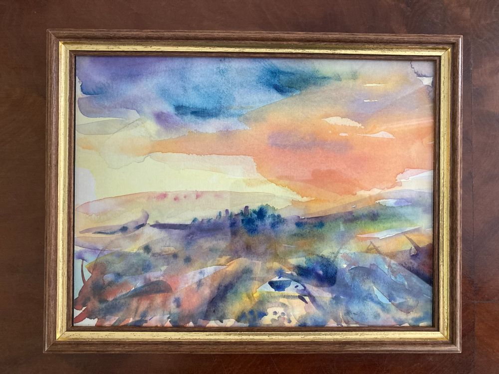 kleines Gemälde Aquarell Abendstimmung nicht signiert | Kaufen auf Ricardo