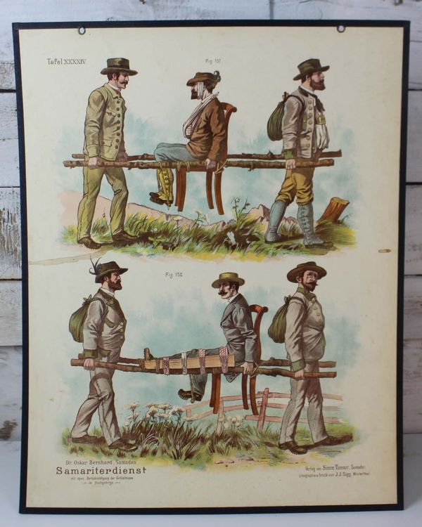 Lehrtafel Samariterdienst ca. 1900 Oskar Bernhard Samedan (Gebraucht ...