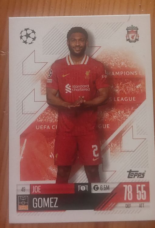 Topps UEFA Champions League Joe Gomez Karte 2024/25 (Neu (gemäss ...