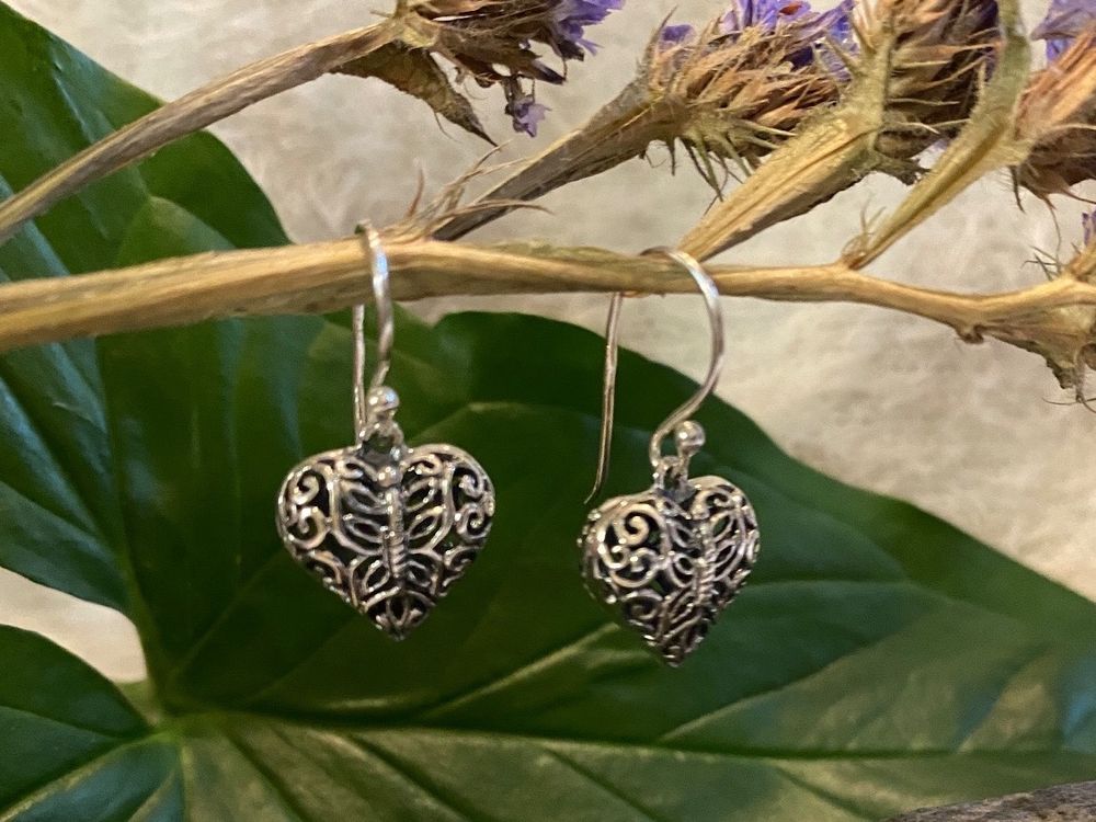 Herz Filigran Ohrringe Oxidiertes 925 Sterling Silver (Neu (gemäss ...