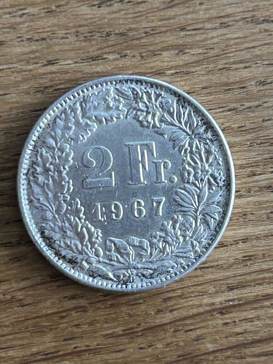Silbermünze 2 Franken Helvetia 1967 Schweiz Vintage Rarität (Gebraucht) in möhlin für CHF 10 ...