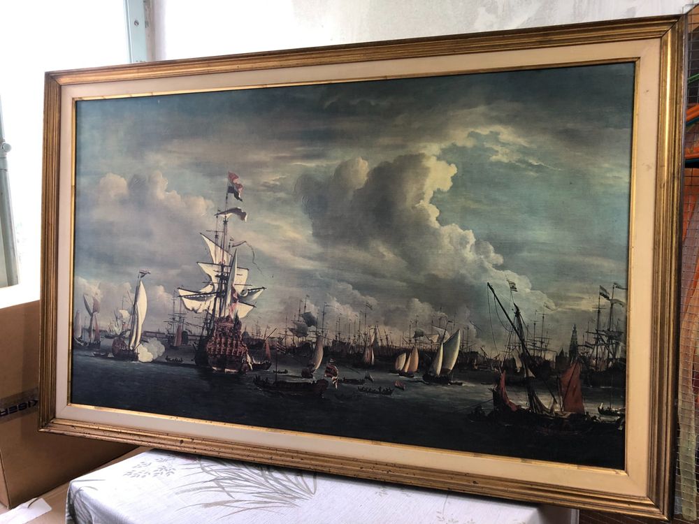 grosses Ölgemälde (ca. 110x149 cm) historische Schiffe | Kaufen auf Ricardo