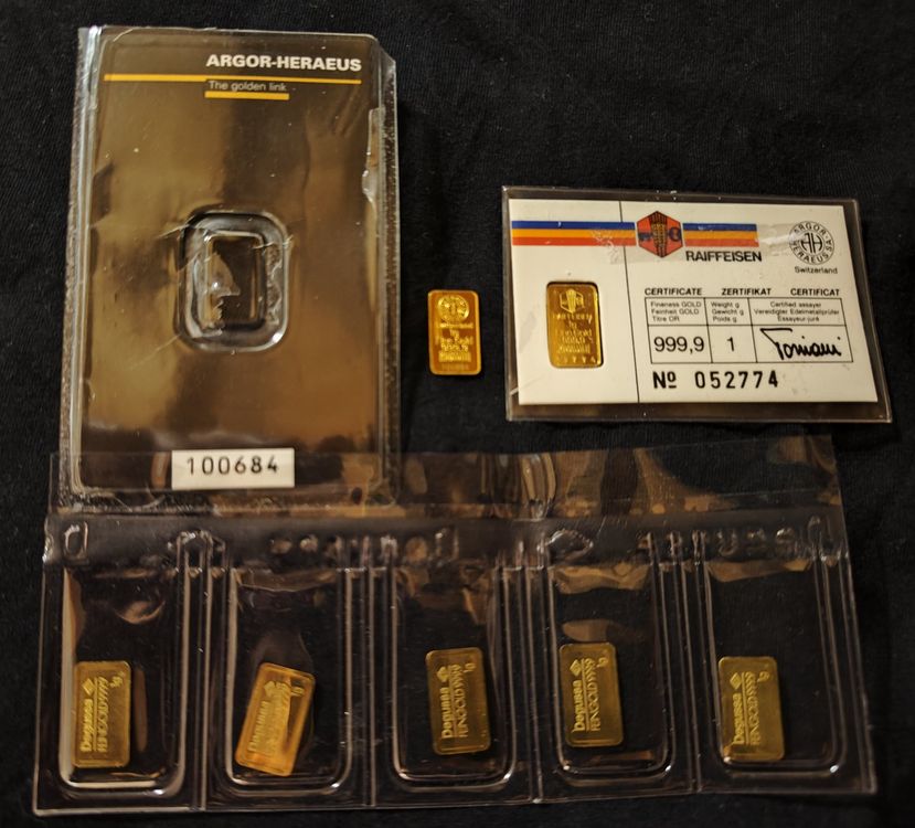 Lot Gold 1 Gramm Barren; 7 x 1 Gramm Goldbarren | Kaufen auf Ricardo