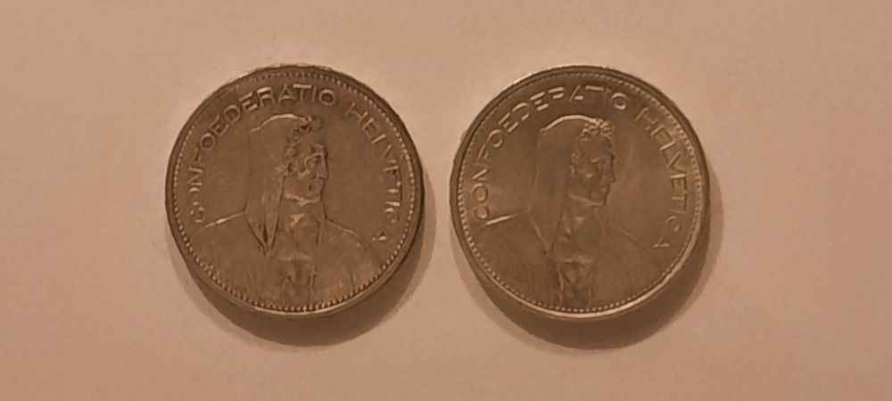 2 Fünfer aus 835 Silber vom Jahre 1939 und 1967 (Gebraucht) in Rebstein für CHF 18 – mit ...