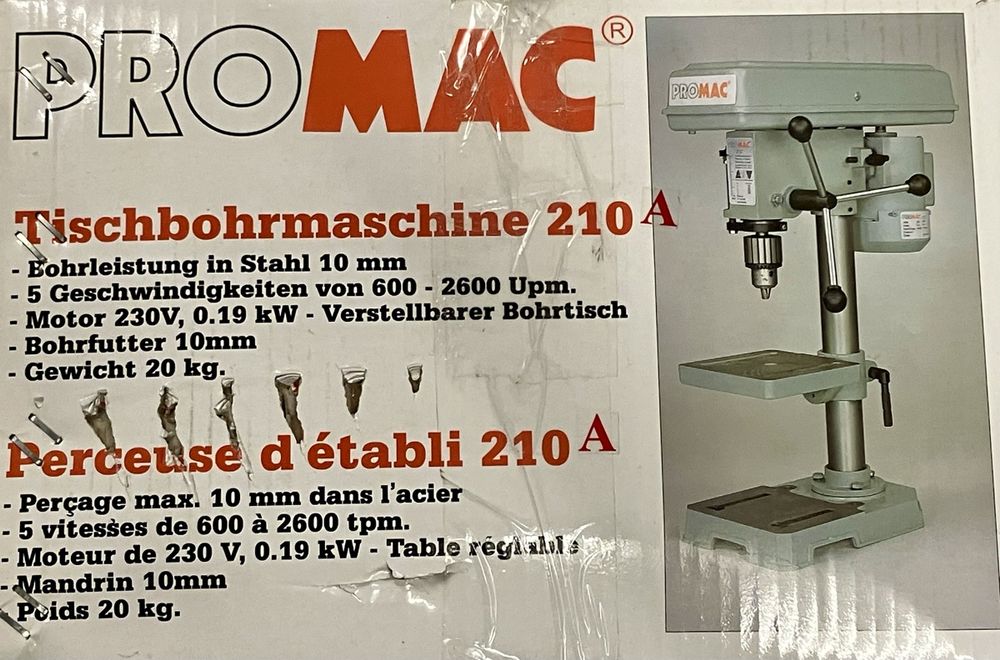 Ständerbohrmaschine PROMAC 210A, inkl Maschinen-Schraubstock | Kaufen auf Ricardo