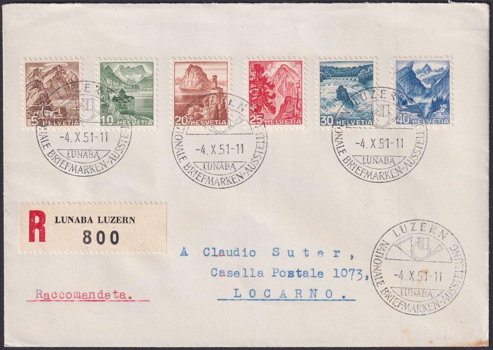 1951, LUNABA mit Nr.285-290 (SERIE) auf Brief, Kat: 100.-+ | Kaufen auf Ricardo