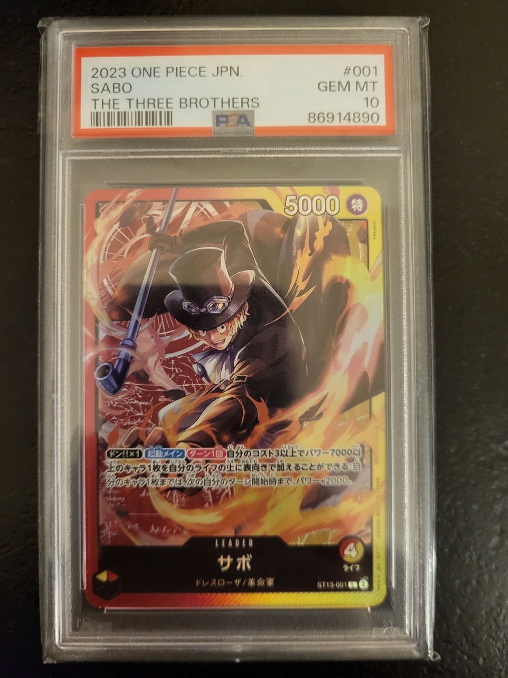 Carte One Piece Sabo OP03-001 Leader Parallel PSA 10 🔥 52 (Neuf avec ...