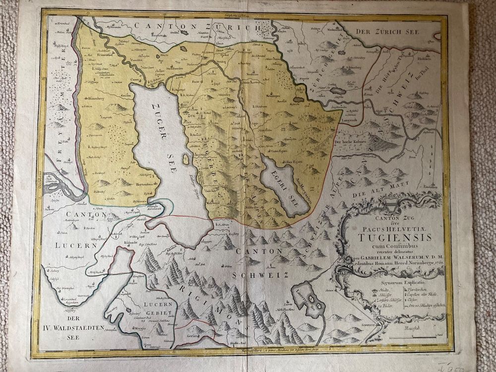 Alte Karte Zuger See, Ägeri See (Egerie See), Kt. Zug 1768 (Gebraucht) in Adliswil für CHF 750 ...