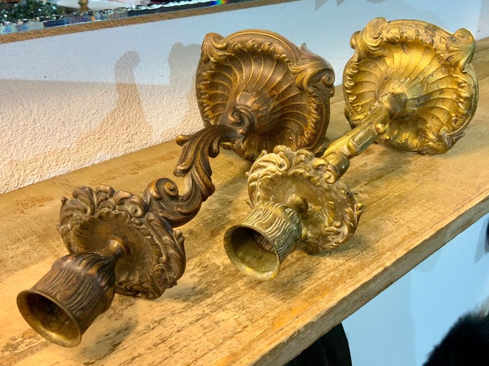 JUGENDSTIL 2 KERZENLEUCHTER BRONZE FRANKREICH UM 1900 | Kaufen auf Ricardo
