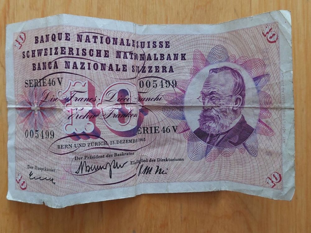 CHF 10.00 Schweizer Banknote - Serie 46 V 005499 | Kaufen auf Ricardo